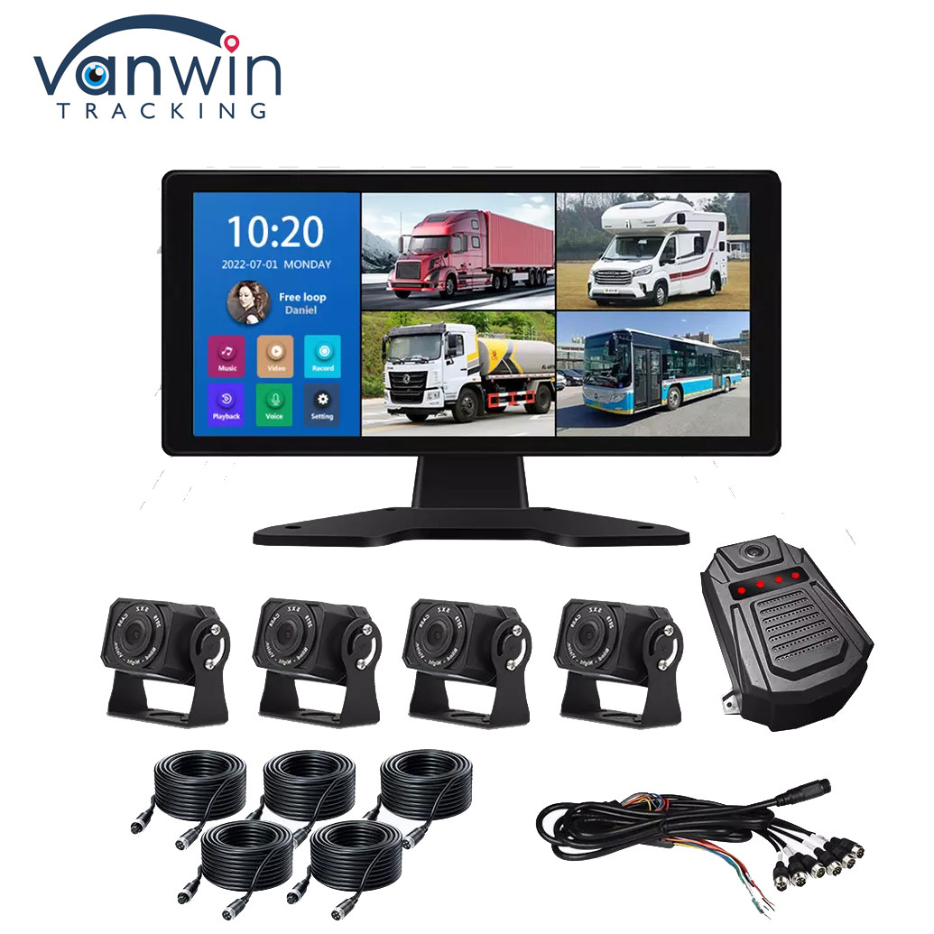 AI Car DVR System BSD Alarm 360° 4CH 10.36 Inch Monitor With Recorder ...