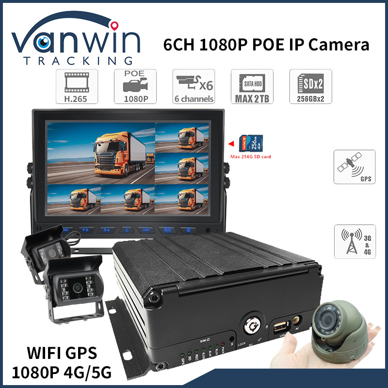 4G 6 Channel H. 265 HDD Car Mobile DVR For Security Camera Vehicle