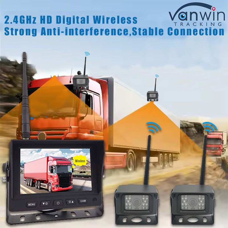 5 Inch Digital HD DVR Wireless Truck Backup Camera Monitor System Quad ...