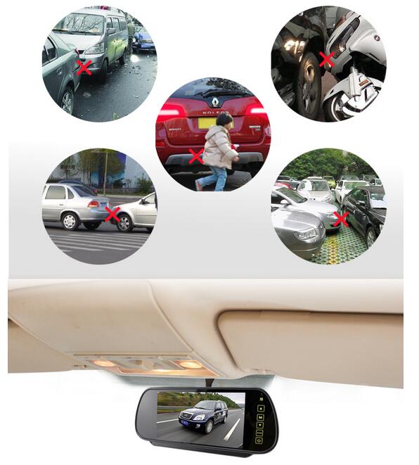 7 Inch Windshield Car Rear View TFT LCD Monitor Mirror Monitor with 2 ...